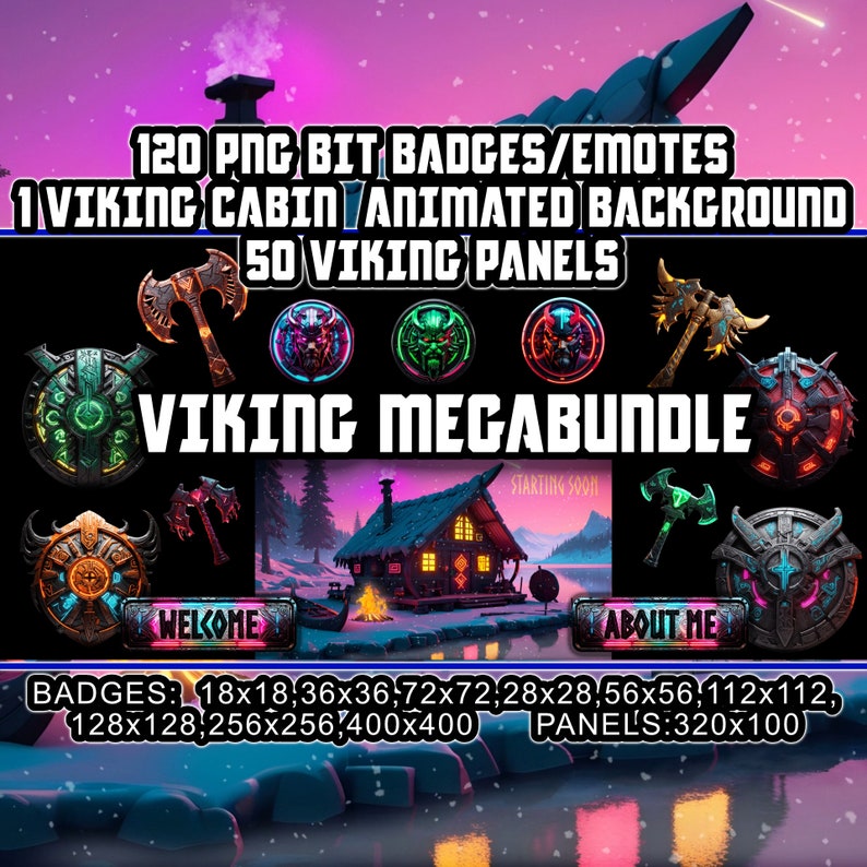 Viking Streaming Bundle Twitch Kick Sub Bit Badges for Streamers ...