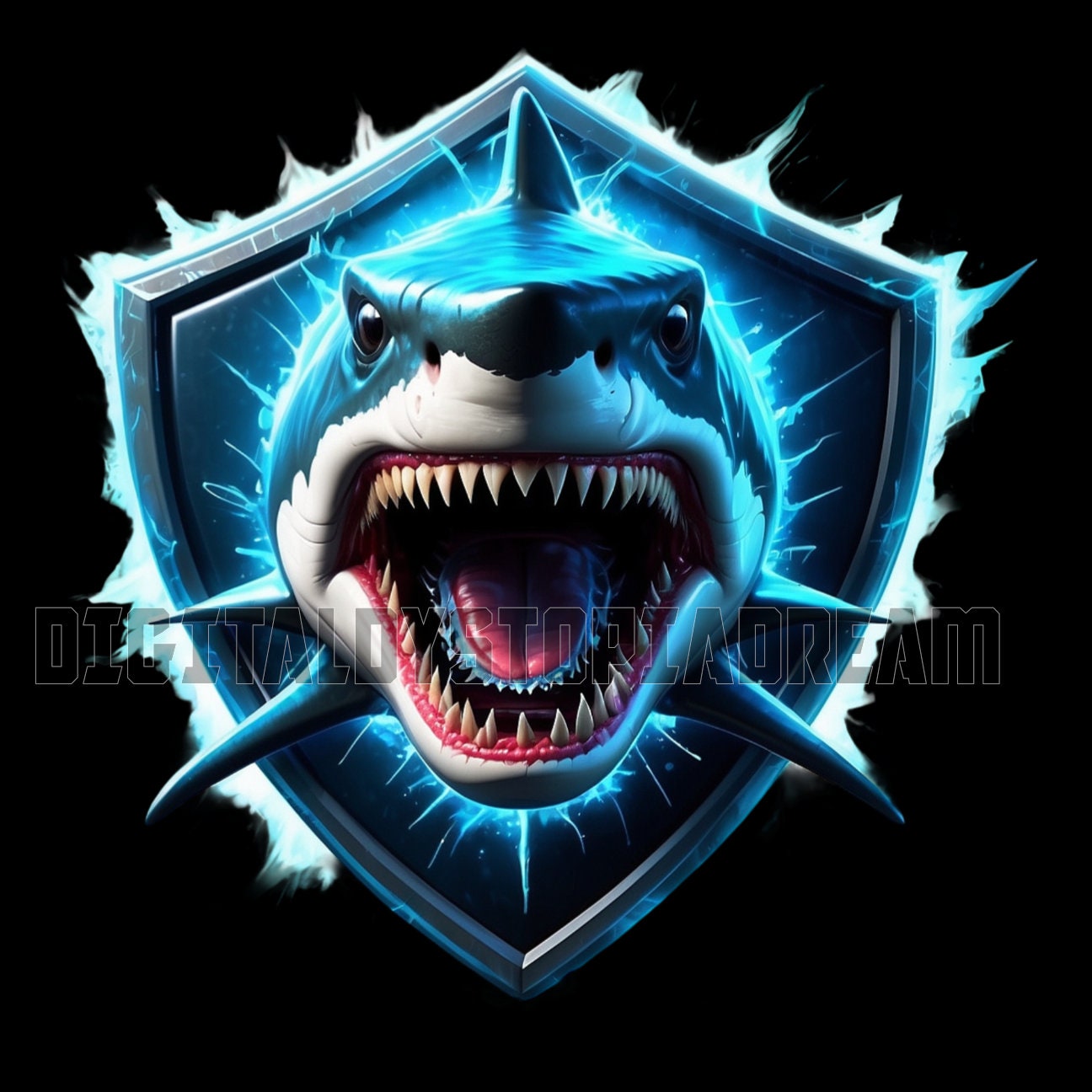 Cyberpunk Shark Shield Twitch Kick Sub Bit Badges for Streamers,vtubers ...