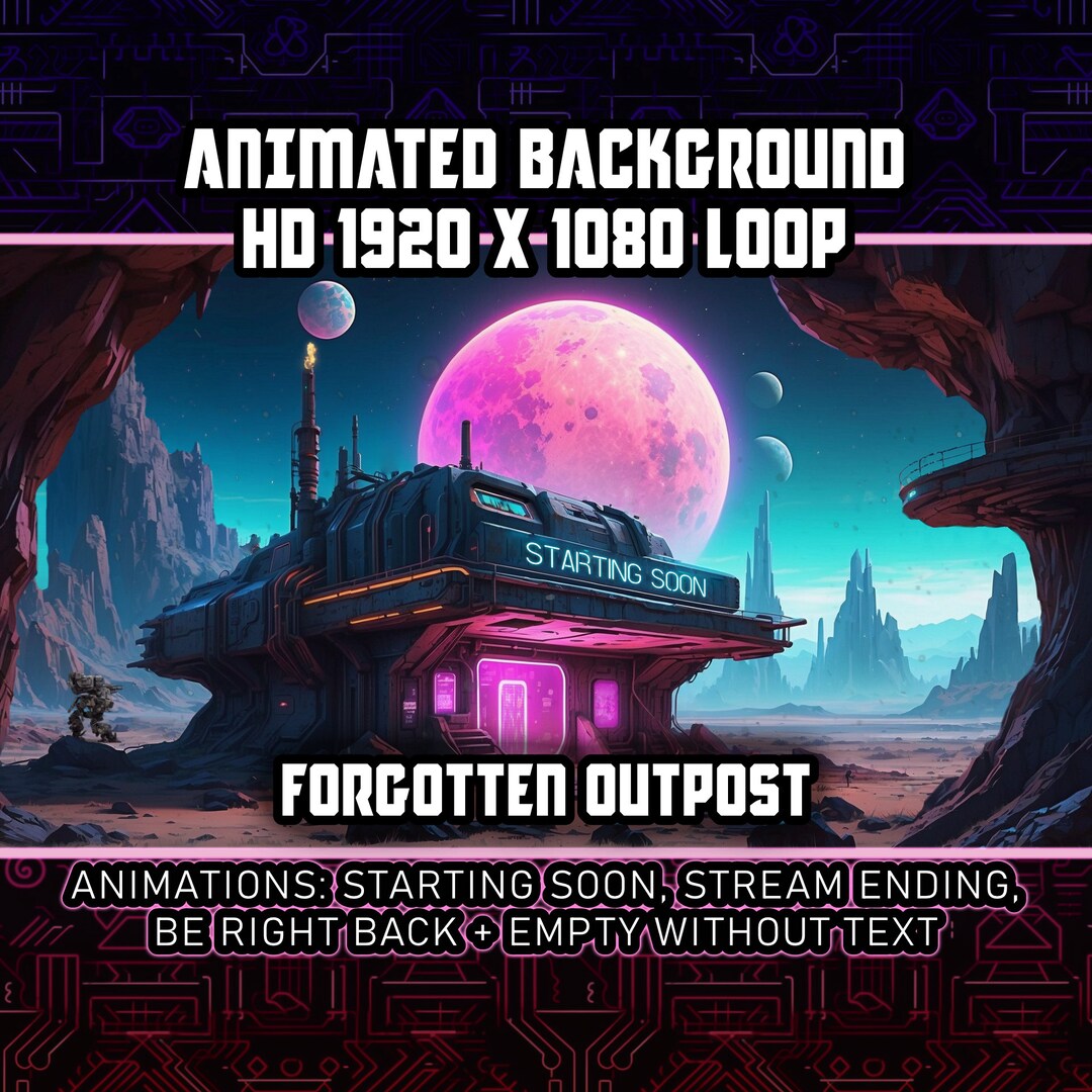 Cyberpunk Alien Planet Outpost Animated Virtual Background Vtuber ...