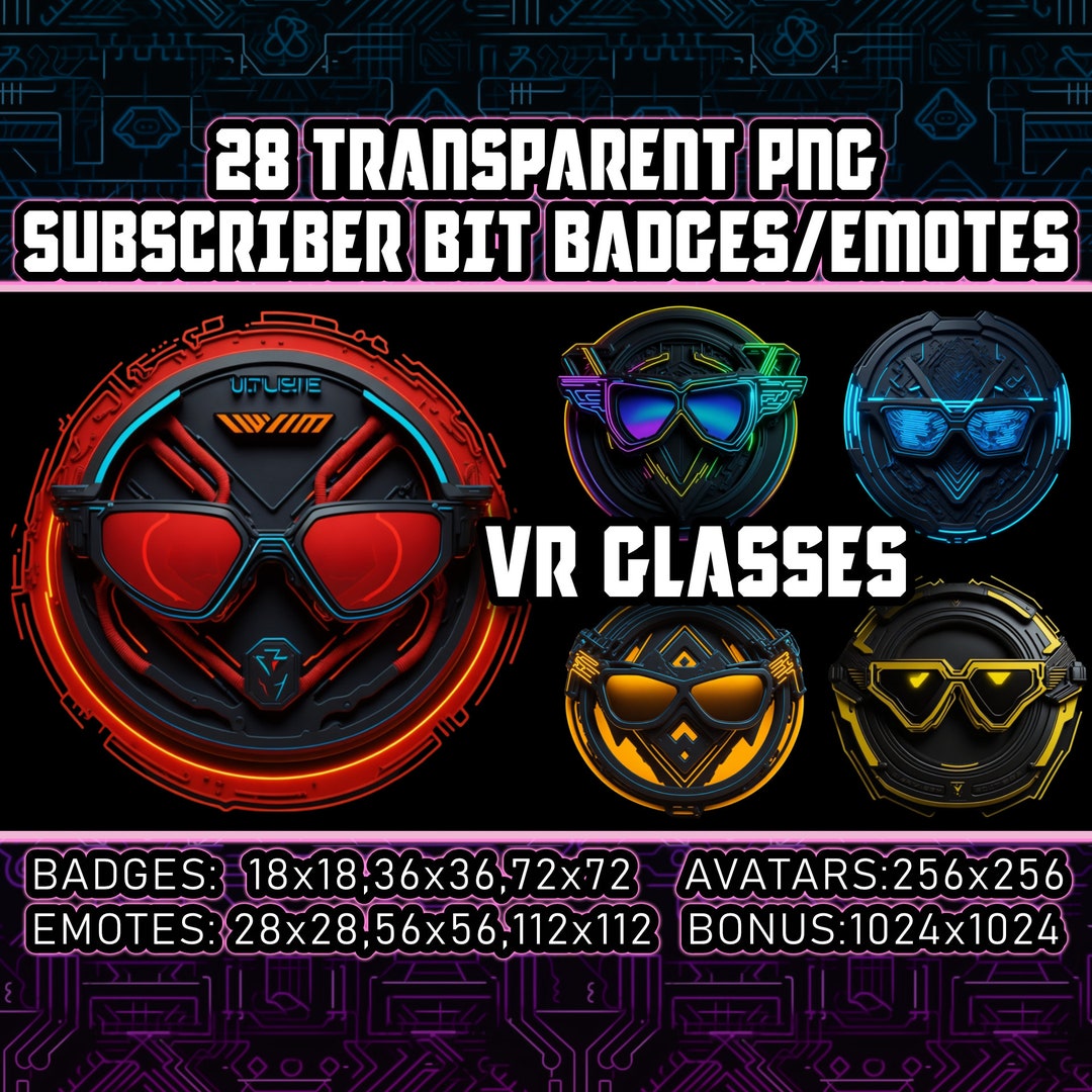 Cyberpunk VR Glasses Twitch Sub Badges and Bit Badges for Streamers ...