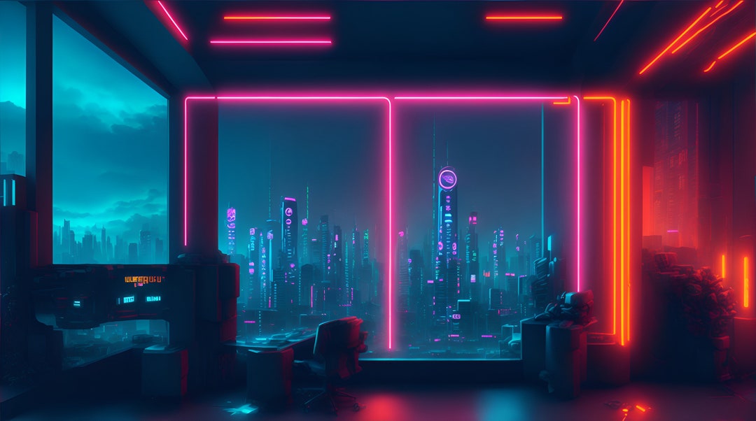 Cyberpunk Animated Virtual Background Futuristic Room Vtuber - Etsy