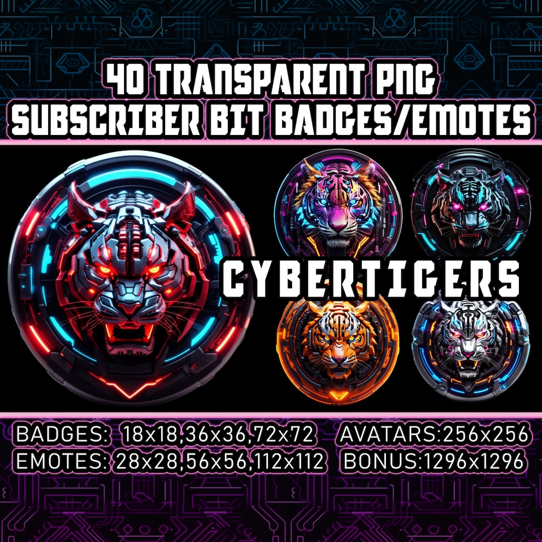 Tiger Twitch/kick Sub/bit Badges for Streamers,vtubers,animal Lovers 40 ...