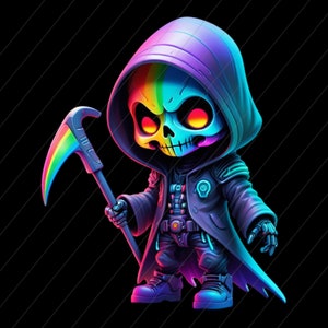 Cyberpunk Chibi Grim Reaper Twitch Kick Sub Badges and Bit Badges for ...