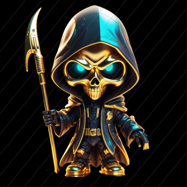 Cyberpunk Chibi Grim Reaper Twitch Kick Sub Badges and Bit Badges for ...