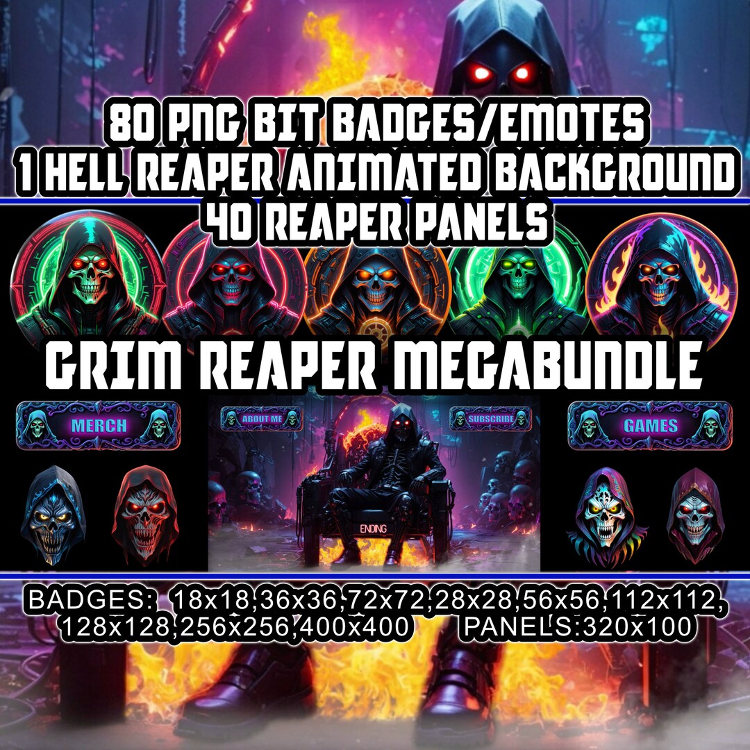 Grim Reaper Bundle, 80 Transparent PNG Badges/emotes+hd Animated ...