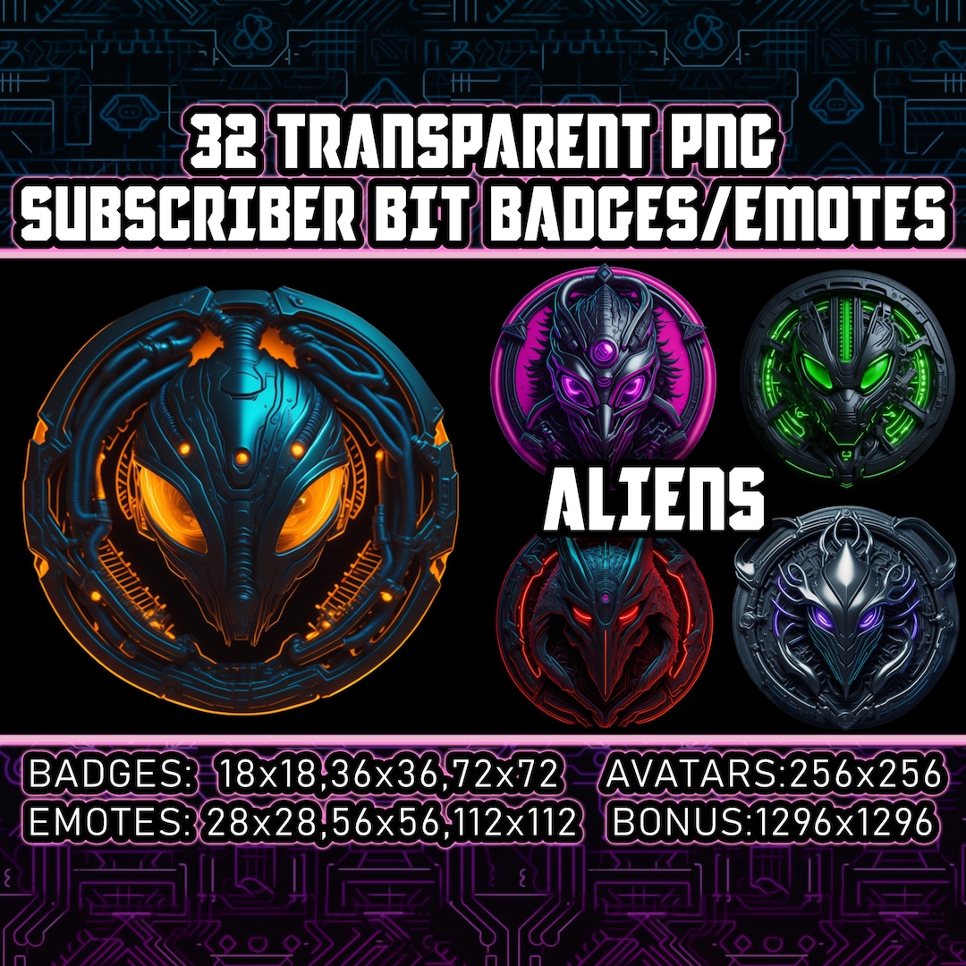 Cyberpunk Aliens Twitch Sub Badges and Bit Badges for Streamers,vtubers ...