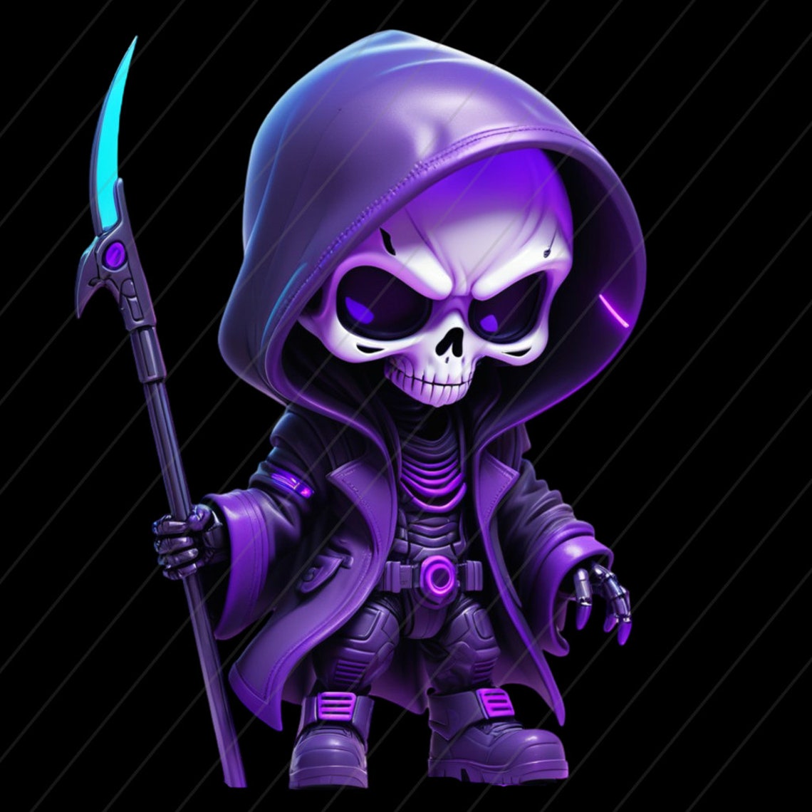 Cyberpunk Chibi Grim Reaper Twitch Kick Sub Badges and Bit Badges for ...