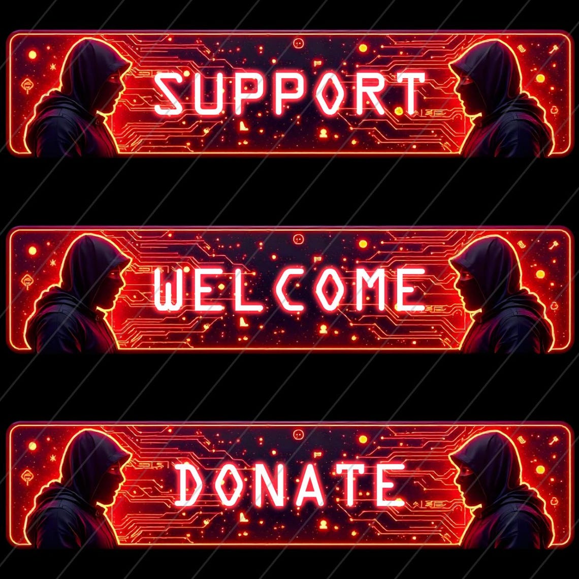 Cyber Hacker Twitch Panels for Streamers,2 X 40 Cyberpunk Transparent ...