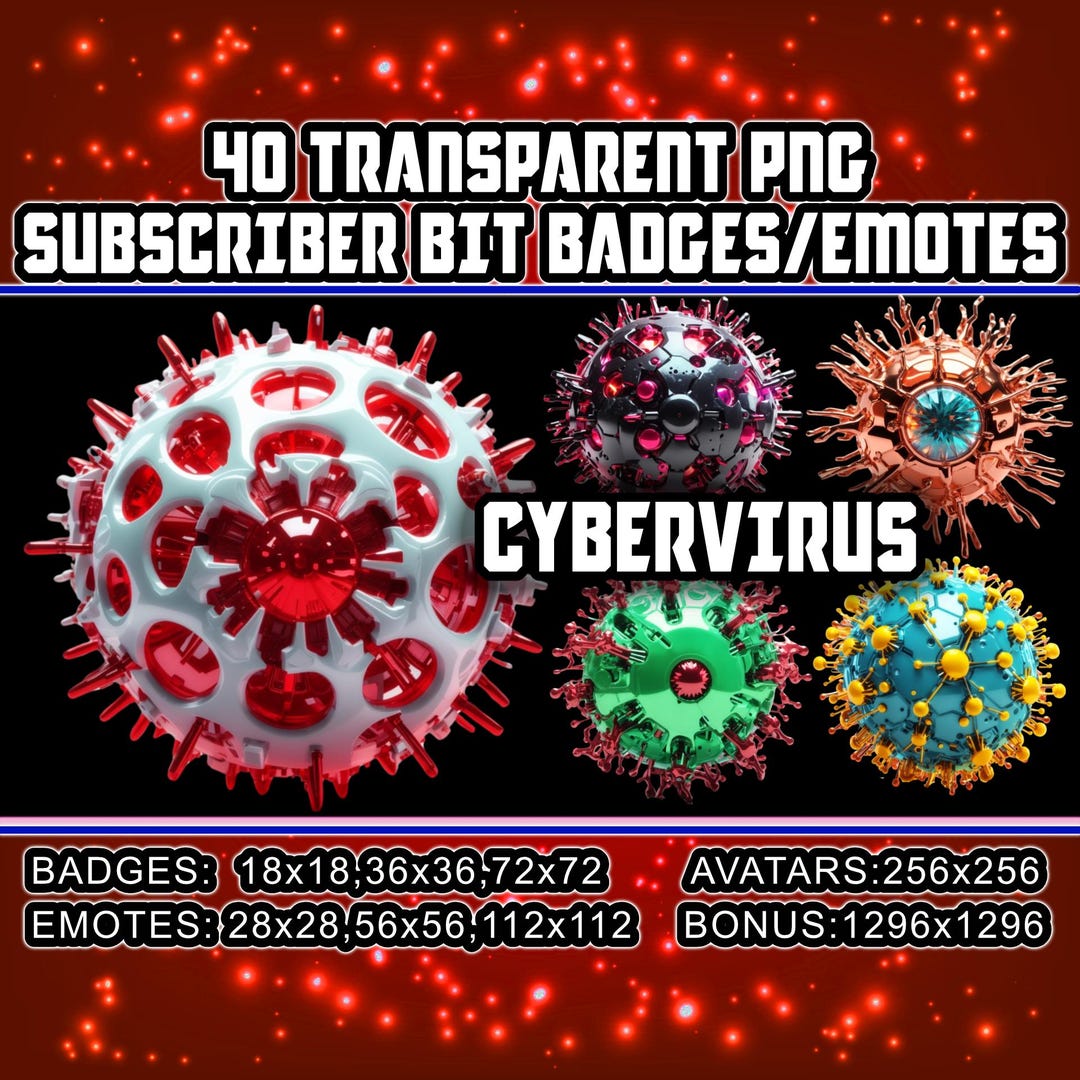 Virus Cyberpunk Twitch Kick Sub Bit Badges for Streamers, Vtuber, 40 ...