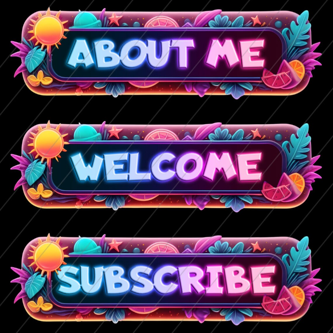 Summer Twitch Panels for Streamers,2 Sets, Each 40 Holiday Transparent ...