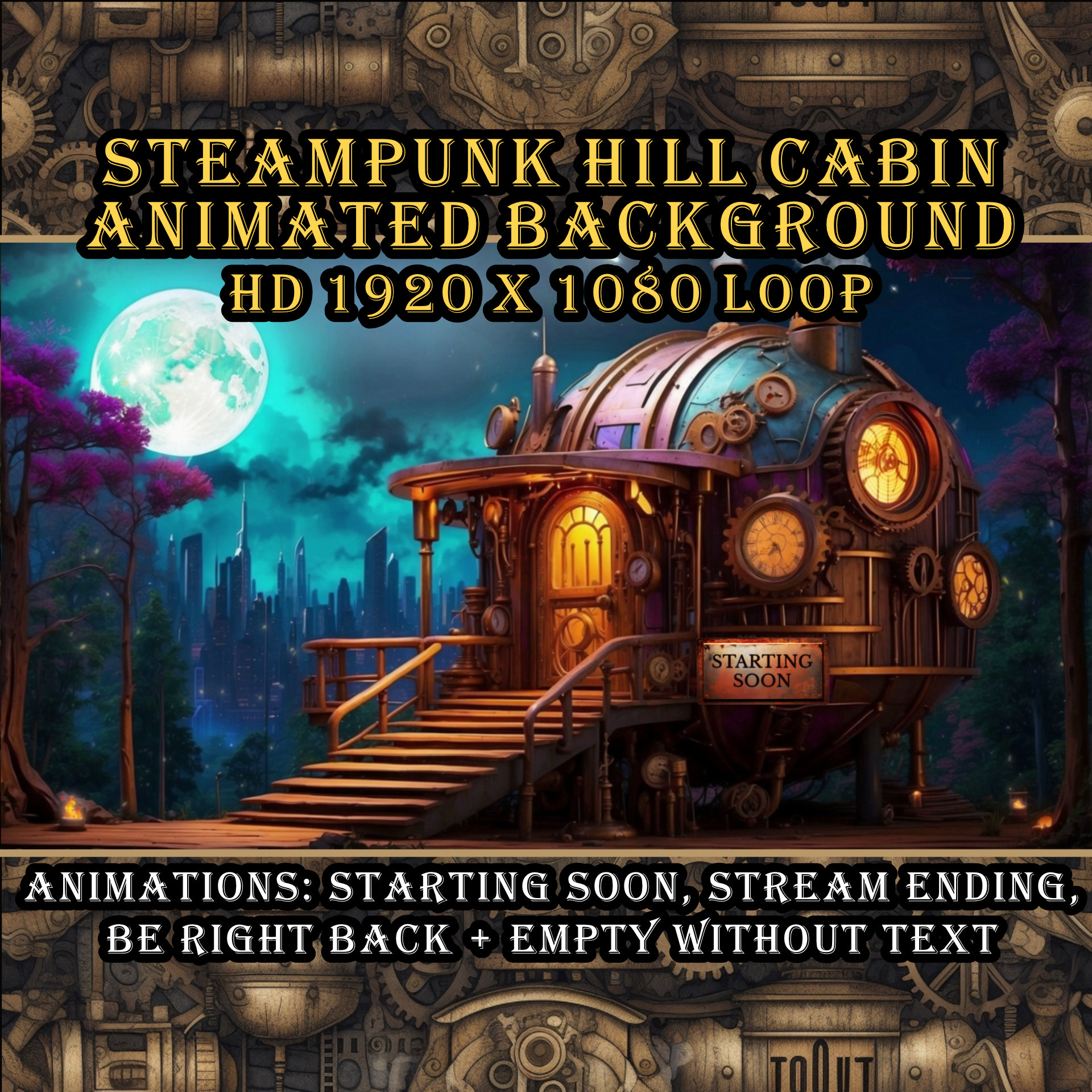 Steampunk Cabin Animated Virtual Background Vtuber Twitch Streaming ...