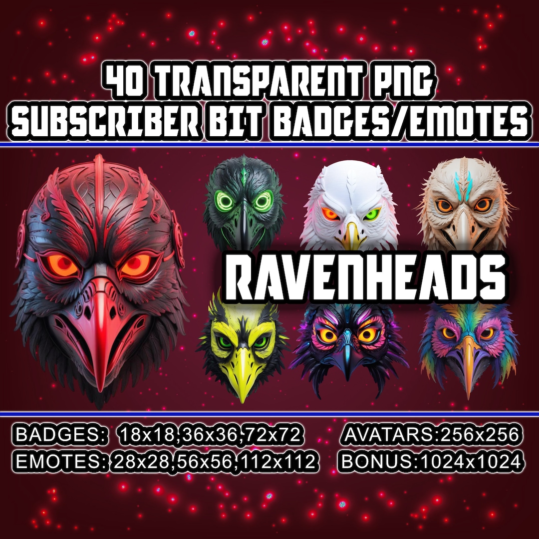 Cyberpunk Raven Heads Twitch Kick Sub Bit Badges for Streamers,vtubers ...