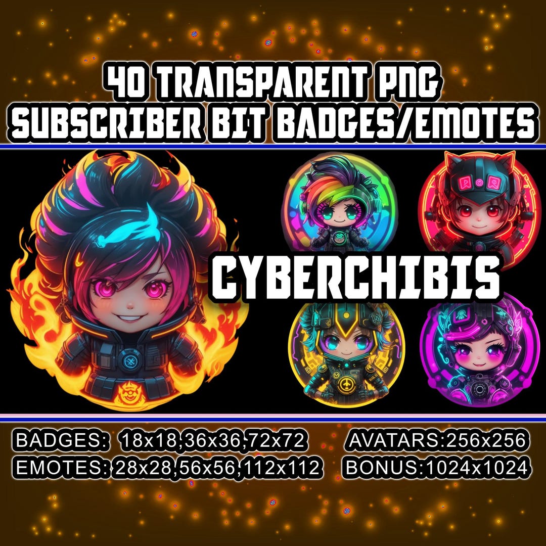 Cyberpunk Chibi Twitch Kick Sub and Bit Badges for Streamers,vtubers ...
