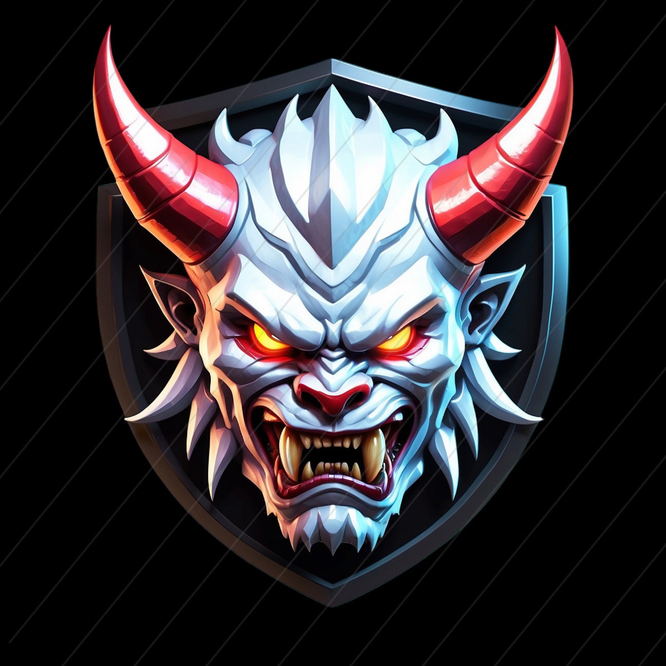 Cyberpunk Oni Mask Shield Twitch Kick Sub Bit Badges for Streamers ...