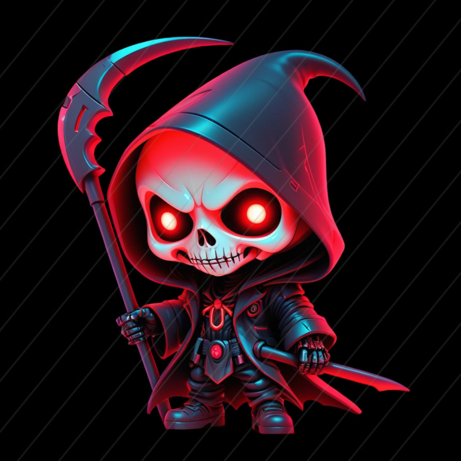 Cyberpunk Chibi Grim Reaper Twitch Kick Sub Badges and Bit Badges for ...
