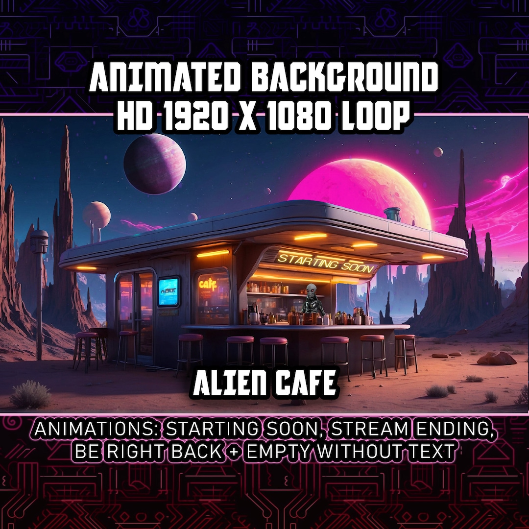 Cyberpunk Alien Cafe Animated Virtual Background Vtuber Twitch ...