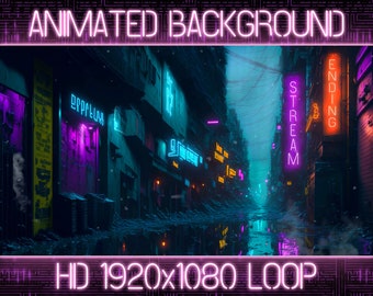 Buy Cyberpunk Animated Vtuber Background for Stream Room, Futuristic ...