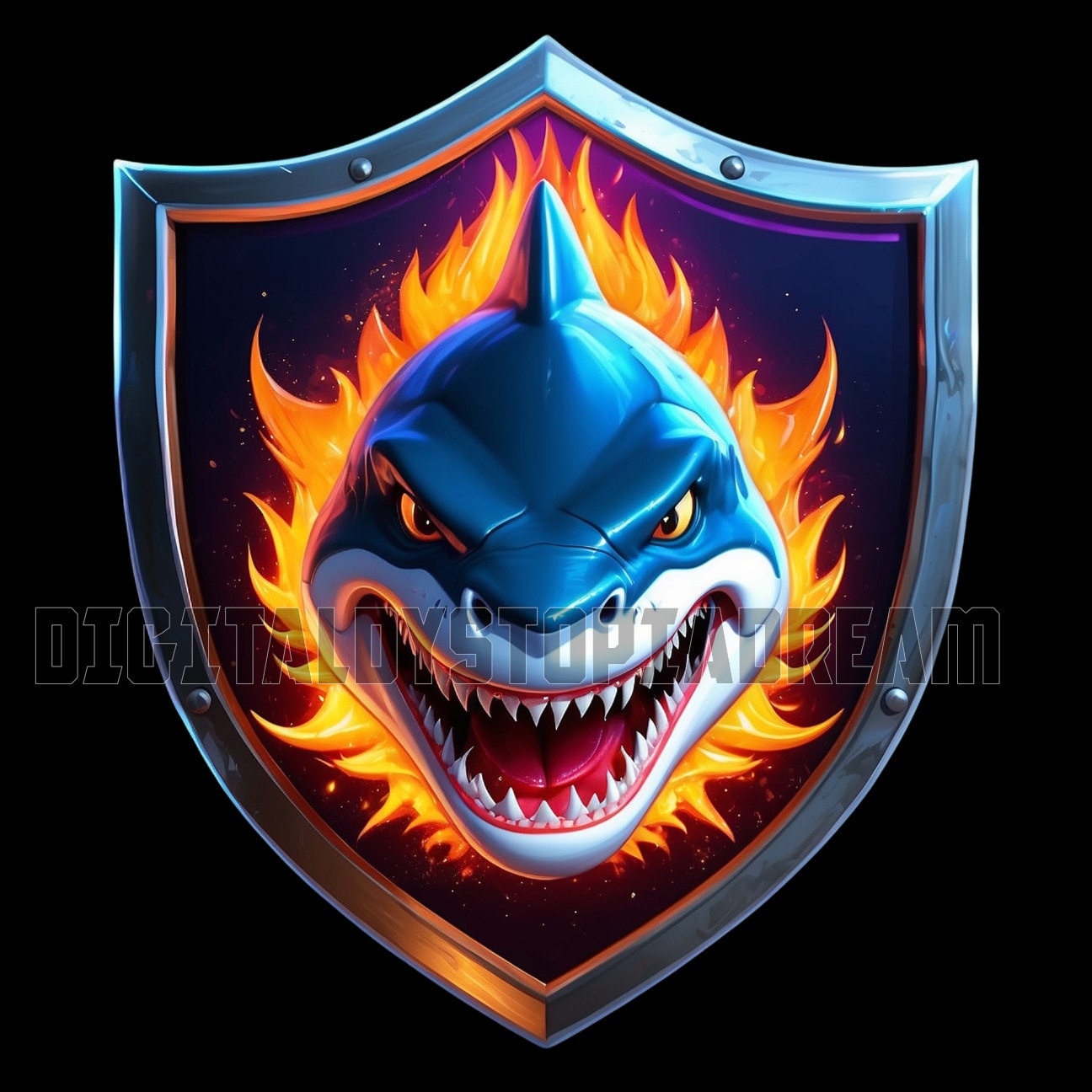 Cyberpunk Shark Shield Twitch Kick Sub Bit Badges for Streamers,vtubers ...