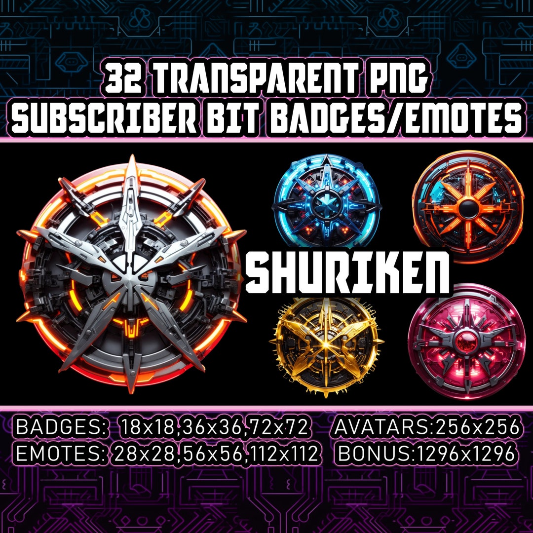 32 Cyberpunk Shuriken Twitch Sub Badges and Bit Badges for Streamers ...