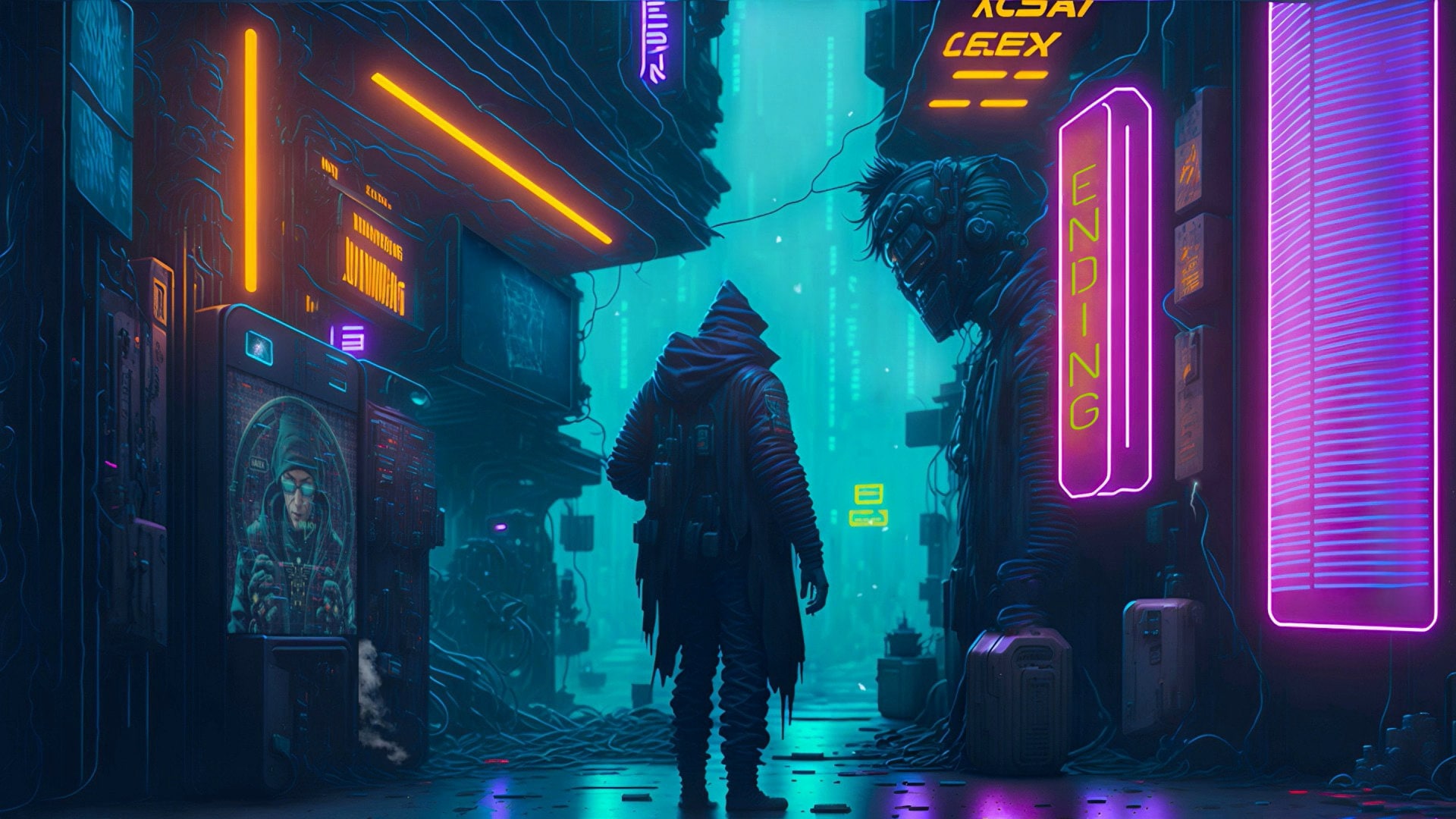 Cyberpunk Hacker Alley Animated Virtual Background Vtuber Twitch ...
