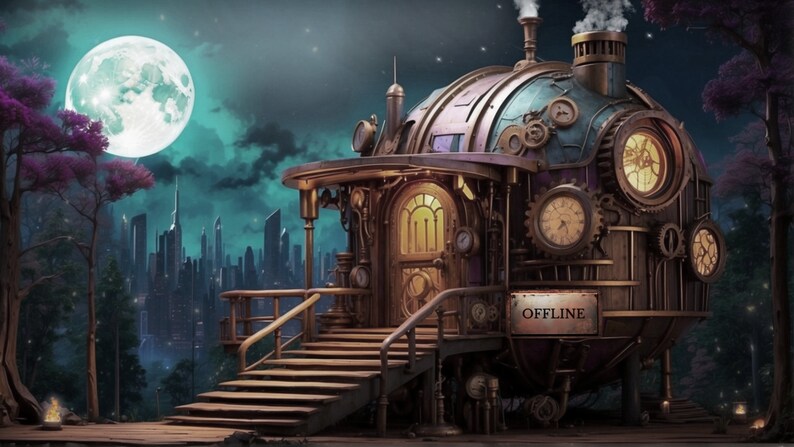 Steampunk Cabin Animated Virtual Background Vtuber Twitch Streaming ...
