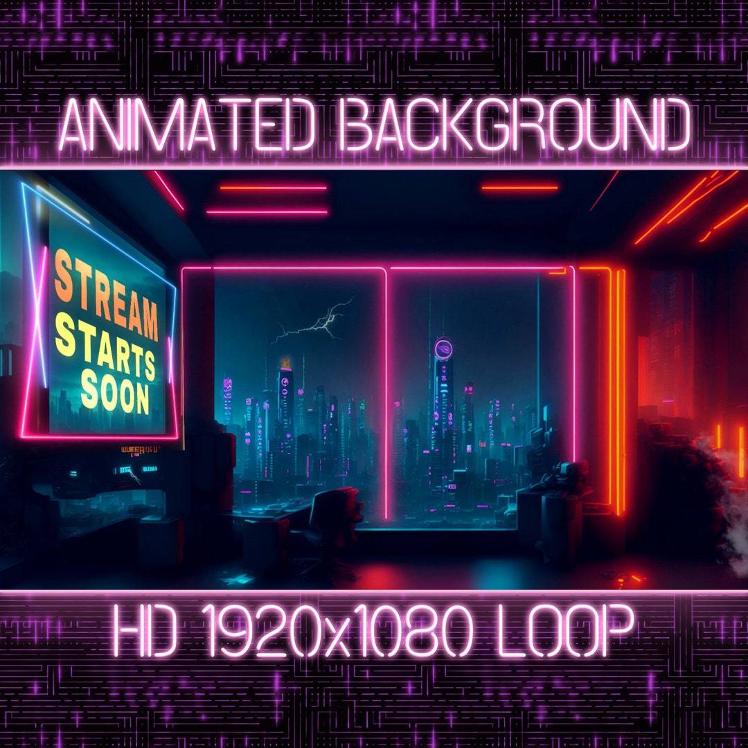 Cyberpunk Animated Virtual Background Futuristic Room Vtuber Twitch ...