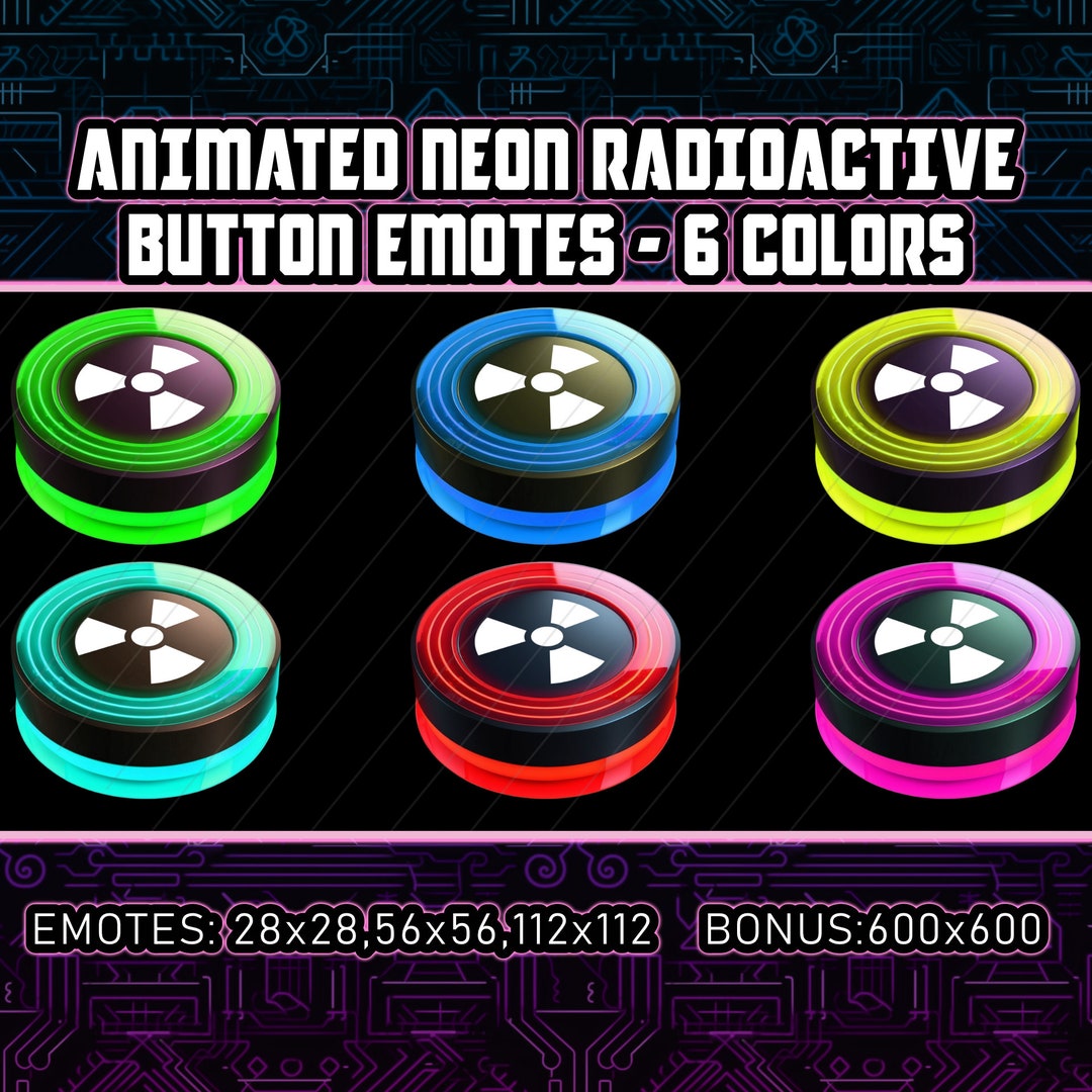 Animated Neon Radioactive Button Twitch Emotes,6 Colors, 28x28,56x56 ...