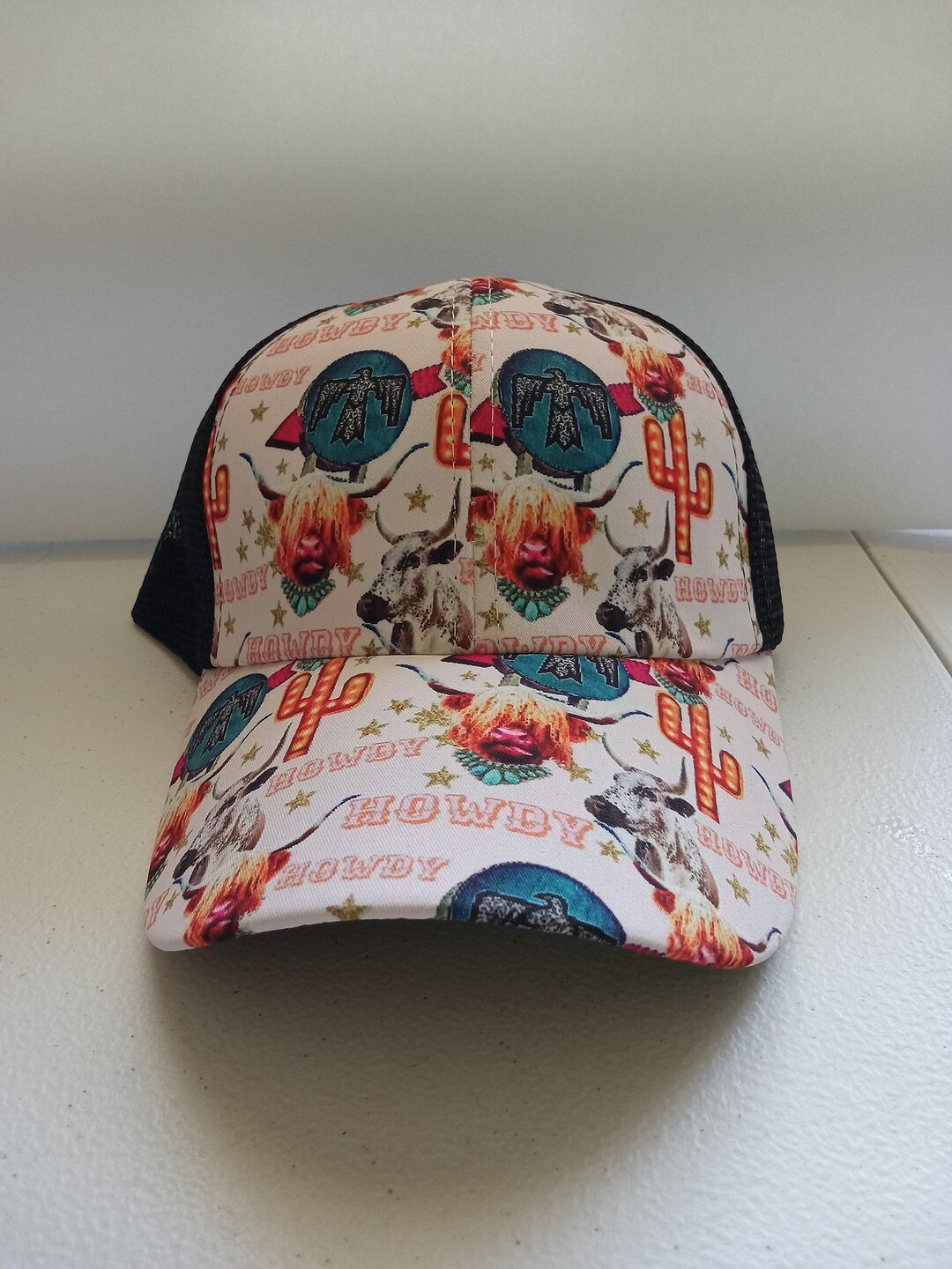 Howdy Highland Cow Ponytail Hat - Etsy