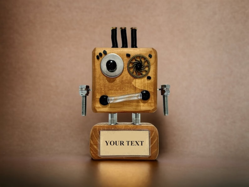 Winfredus - Wooden Steampunk Robot Trophy (customisable) (scifi Fantasy ...
