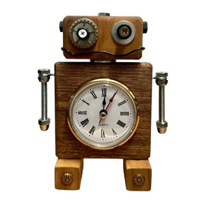 Timothy - Wooden Steampunk Robot Clock - Roman Numerals (scifi Fantasy ...