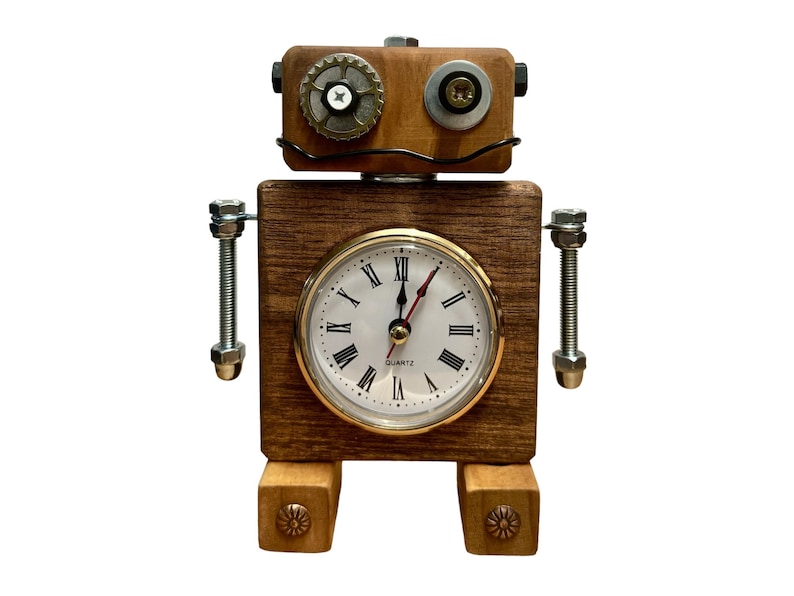 Timothy Wooden Steampunk Robot Clock scifi Fantasy Strange Unique ...