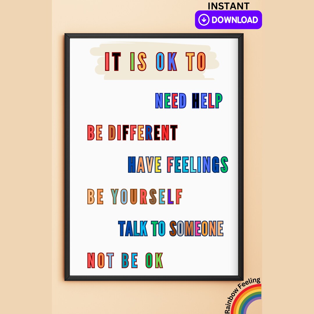 Rainbow Feeling Affirmation Poster, Therapy Office Decor, Therapist ...
