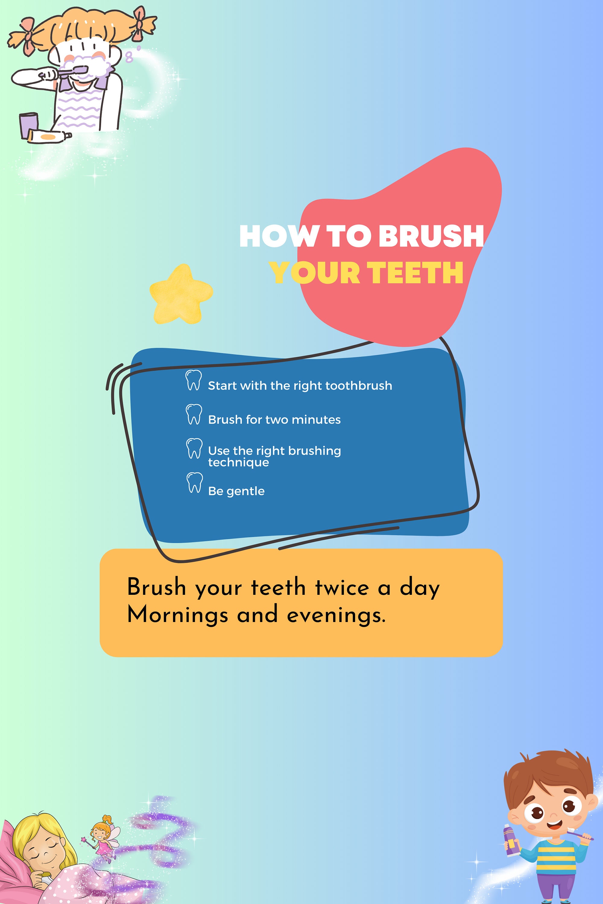 Brush Your Teeth Poster Printable Bathroom Art Teeth Prints Kids ...
