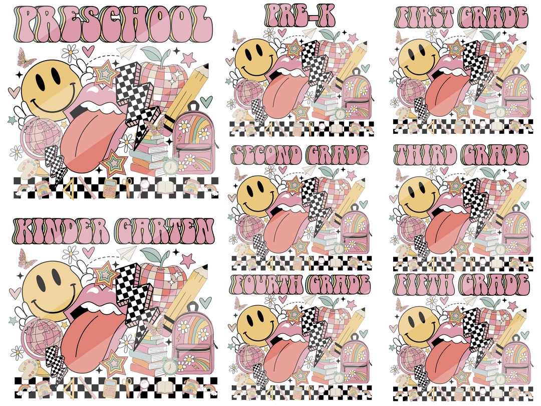 Back to School Bundle, Kindergarten, Pre K PNG, First Day of School ...