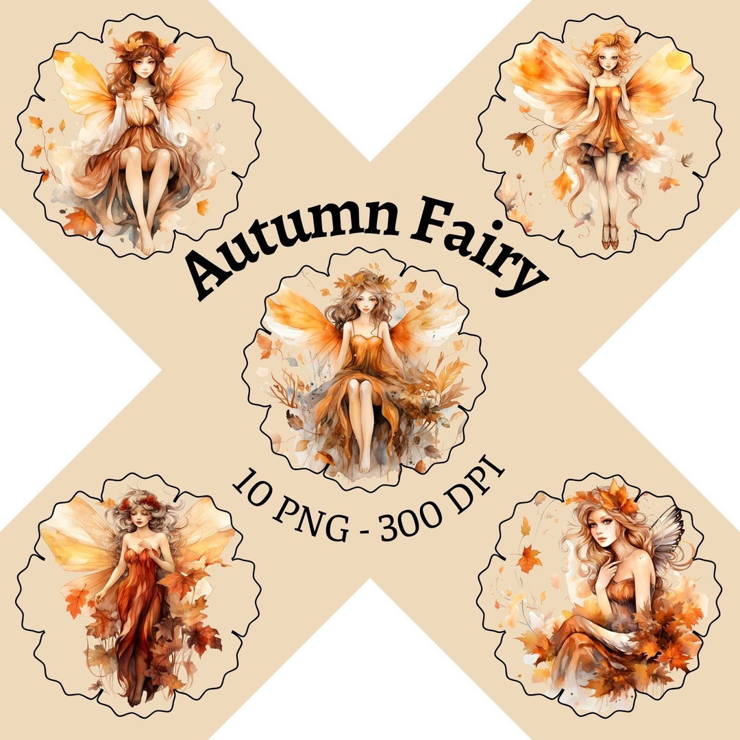 Watercolour Autumn Fairy Clipart Bundle, Butterfly Clipart, Autumn Fall ...