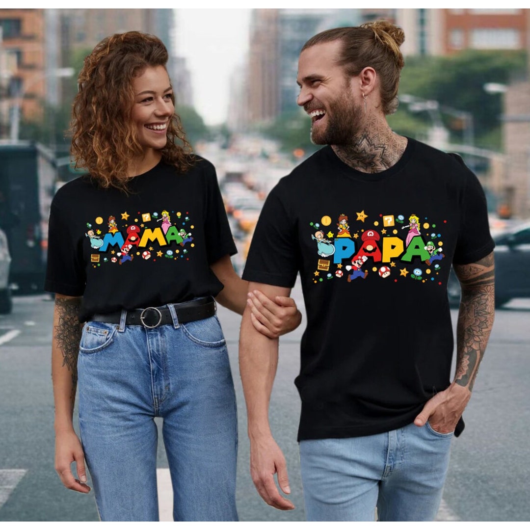 Personalized Super Mario Dad Mom Unisex T-shirt, Custom Mama Papa Mario ...