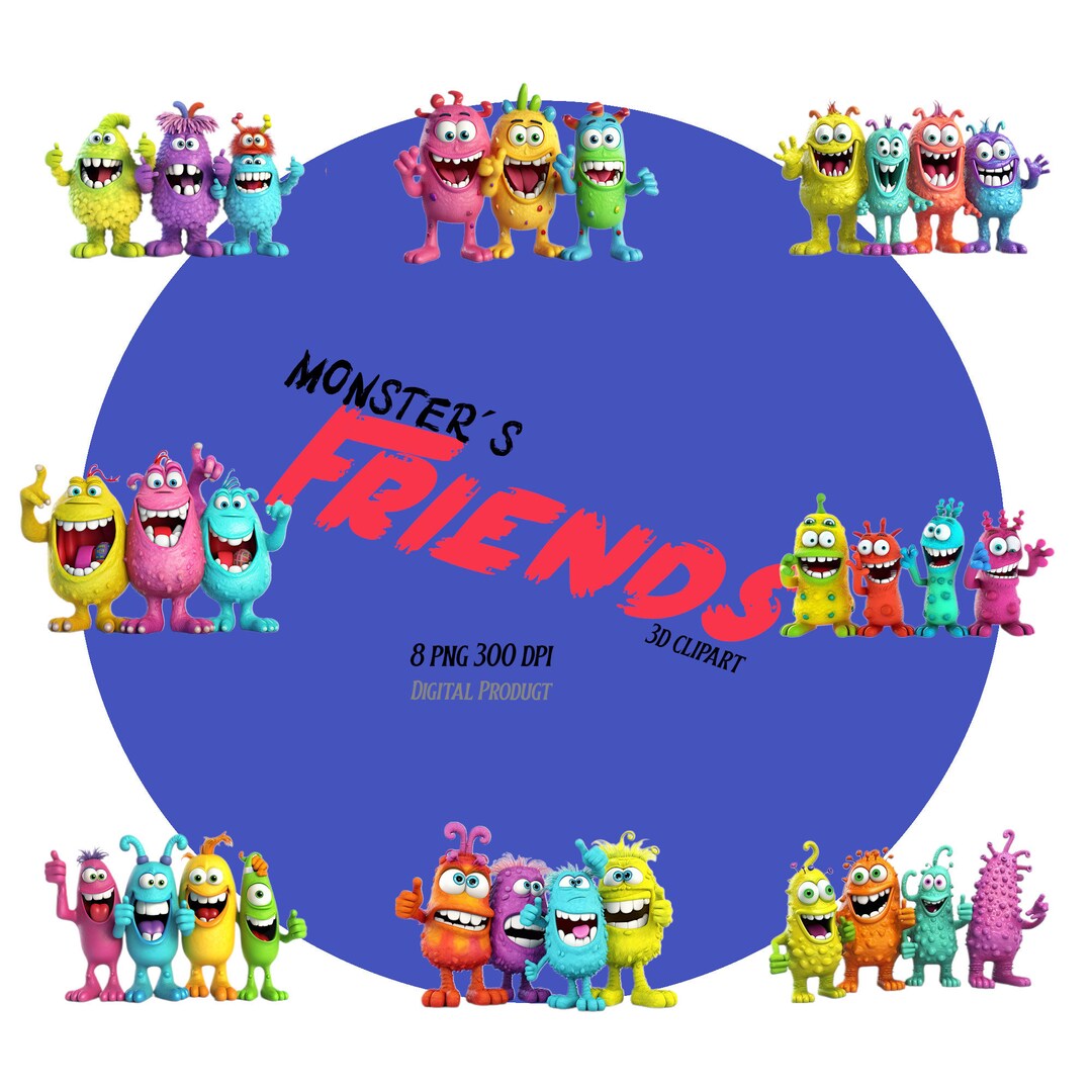 8 Monsters Friend Pack Clipart PNG Fantasy Fantasy Clipart Monster ...