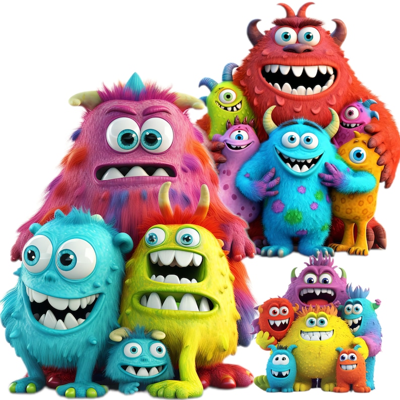 8 Monsters Family Pack Clipart PNG Fantasy Fantasy Clipart Monster ...