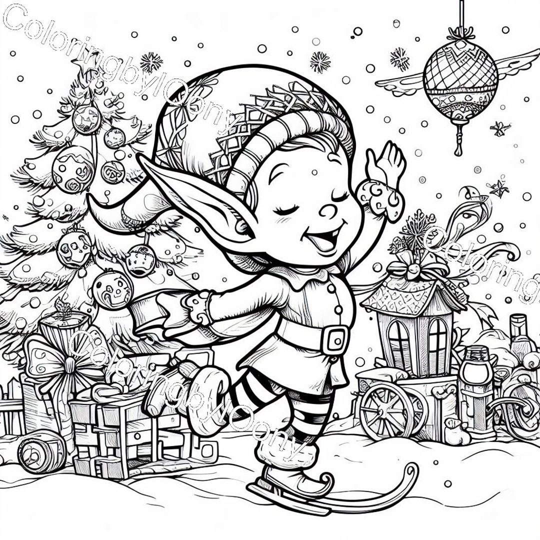 Coloring Pages, Christmas Theme /coloring Pages, Christmas Theme - Etsy