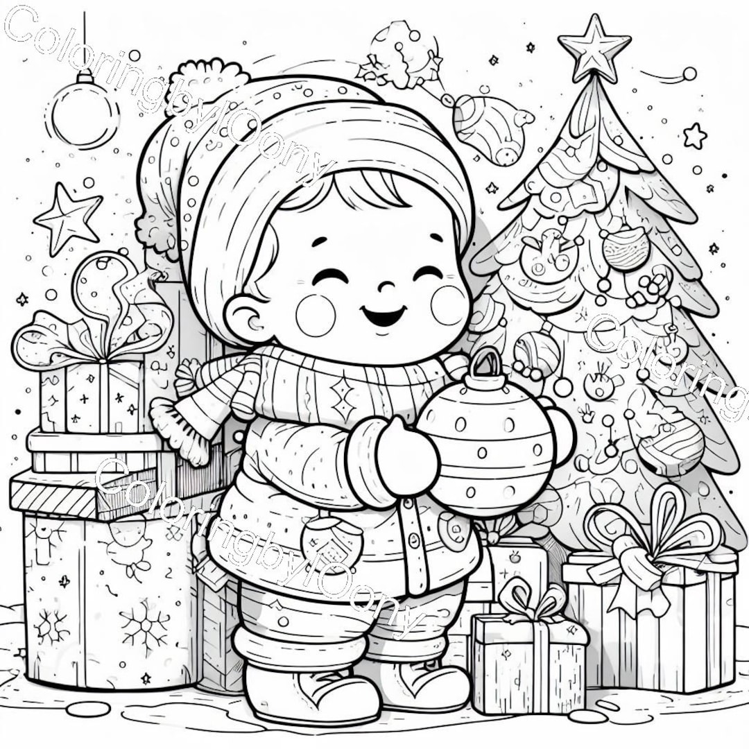 Coloring Pages, Christmas Theme /coloring Pages, Christmas Theme - Etsy