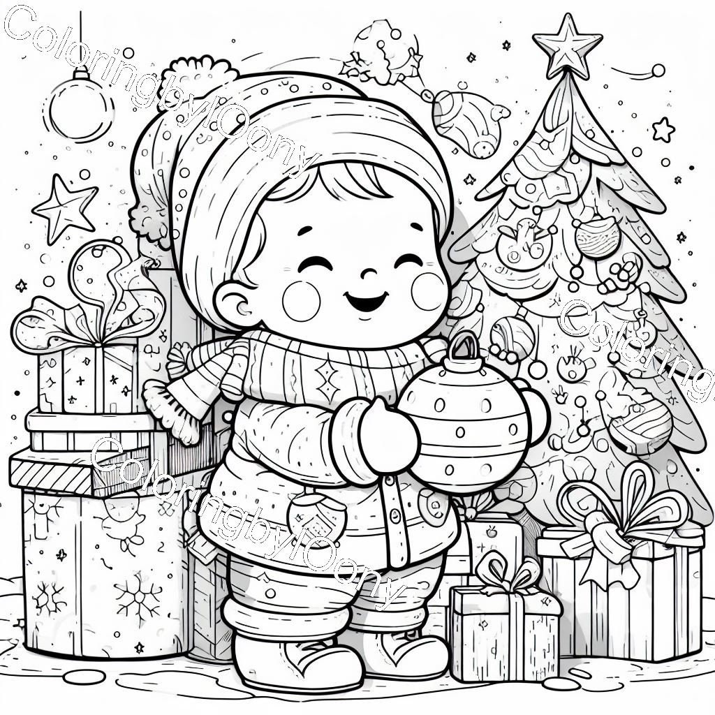 Coloring Pages, Christmas Theme /coloring Pages, Christmas Theme - Etsy