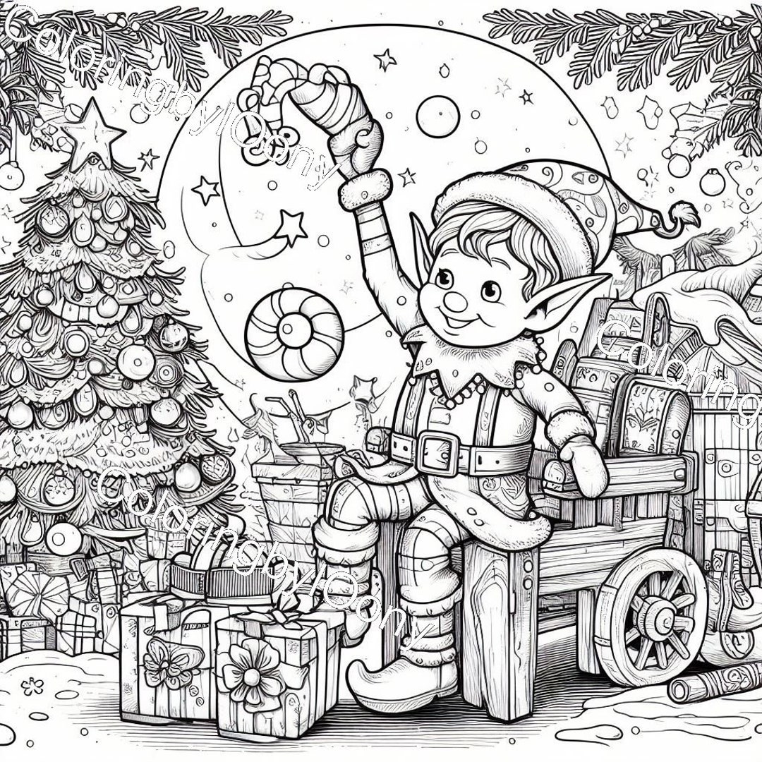 Coloring Pages, Christmas Theme /coloring Pages, Christmas Theme - Etsy