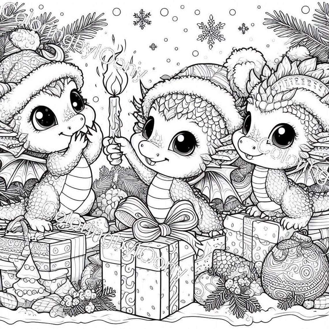 Coloring Pages, Christmas Theme /coloring Pages, Christmas Theme - Etsy