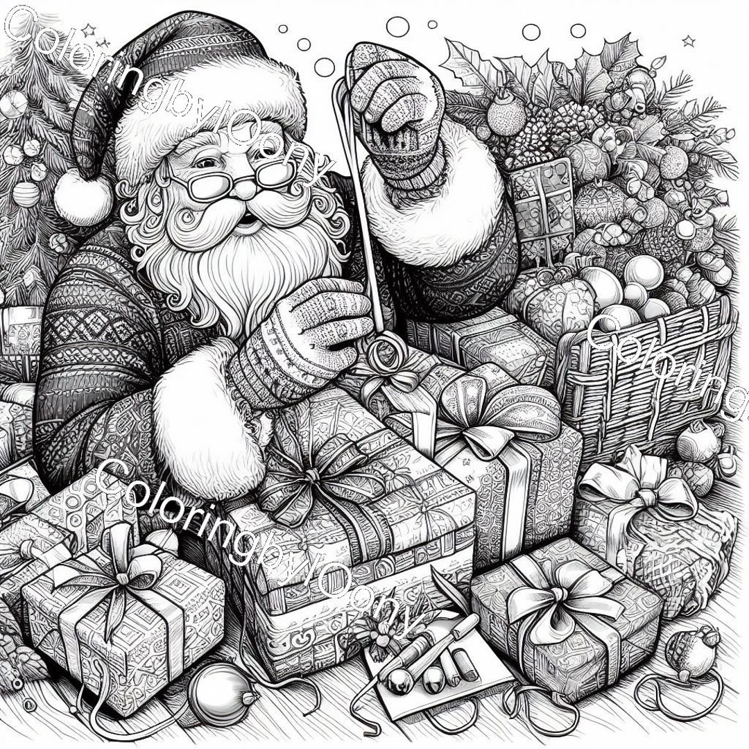 Coloring Pages, Christmas Theme /coloring Pages, Christmas Theme - Etsy