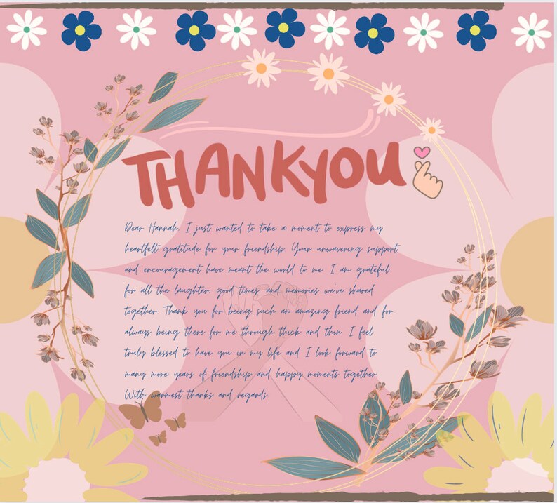 Thankyou Card for Friend - Etsy
