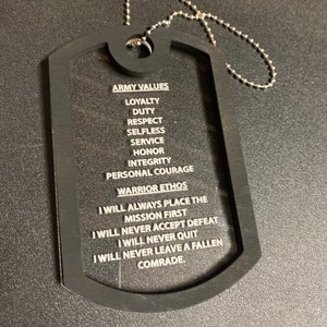 Army Value or Soldier Creed - Acrylic Dog Tag - Etsy