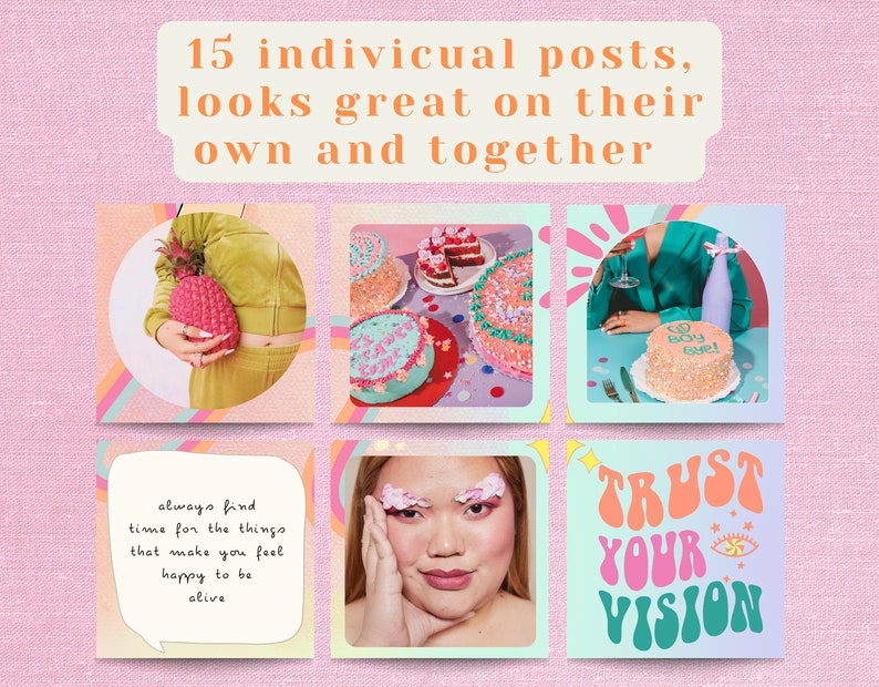 Kawaii Pastel Aesthetic Instagram Puzzle Feed Canva Editable for ...