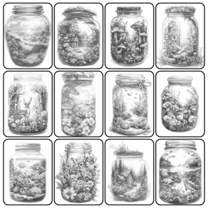 39 Spring Jars Coloring Page for Adults Summer Coloring Book Nature ...