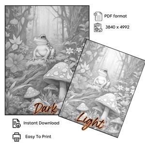 Frog Fairy Tales Coloring Page for Adults Frogs in a Fantasy Worl ...