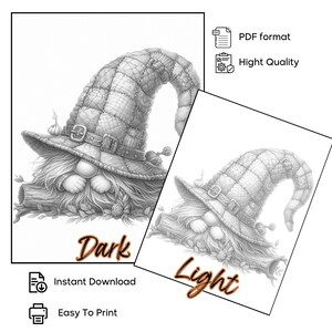 Patchwork Gnomes Coloring Page for Adults Cute Coloring Book for Kids, Printable PDF Instant ...